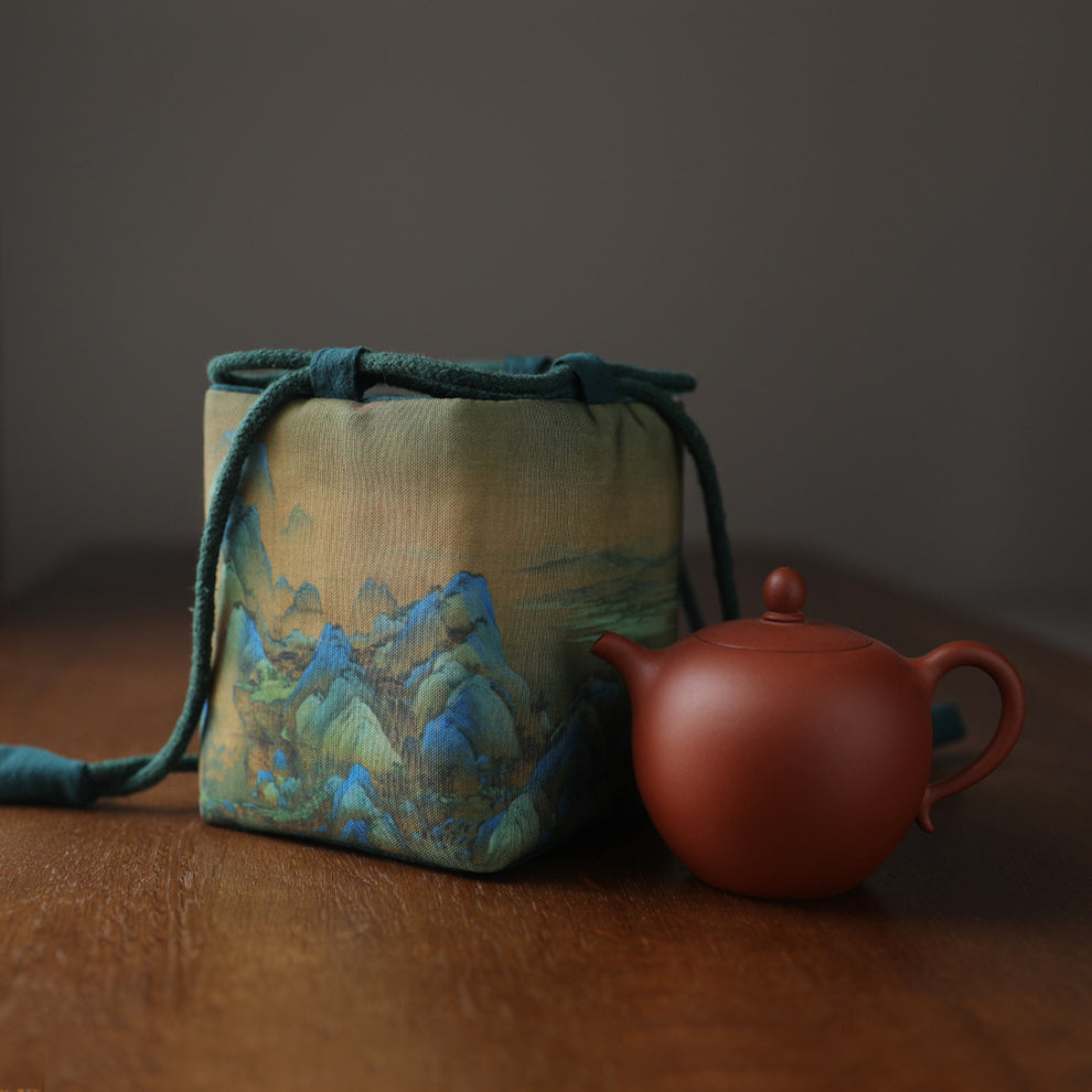 Gohobi Birds Mountains Rivers Teaware Storage Travel Bag Shifuku