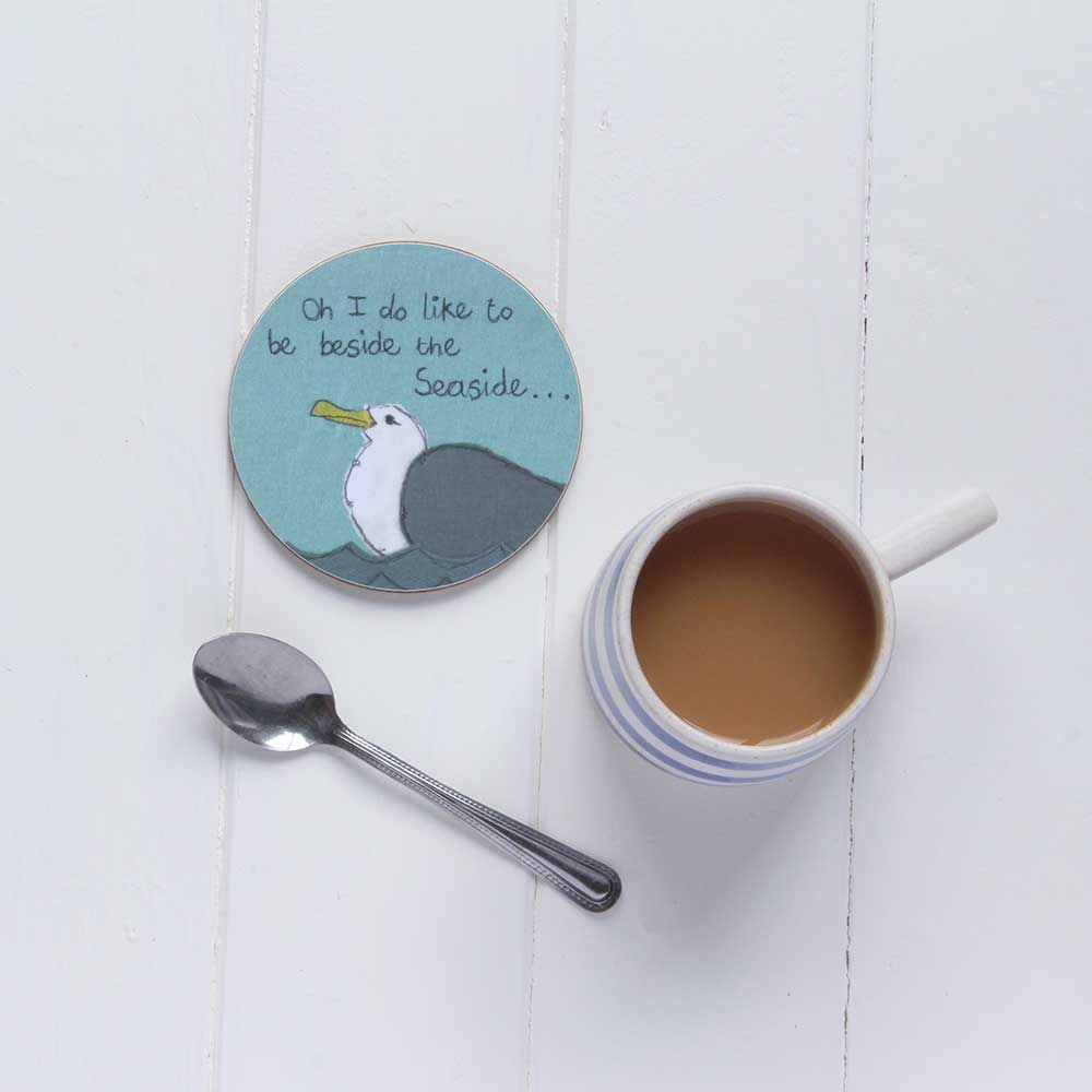 Poppy Treffry Cheeky Seagull - Individual Coaster [Made in the UK] – Gohobi