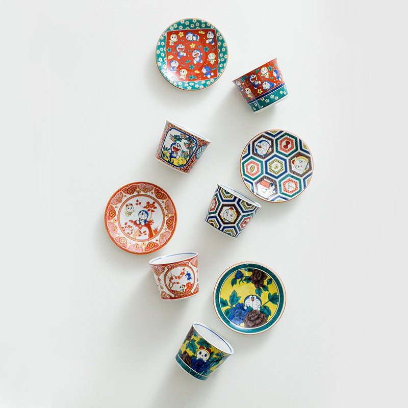 [Made In Japan] Gohobi Japanese Doraemon Tea Cup and Ceramic Plate Set