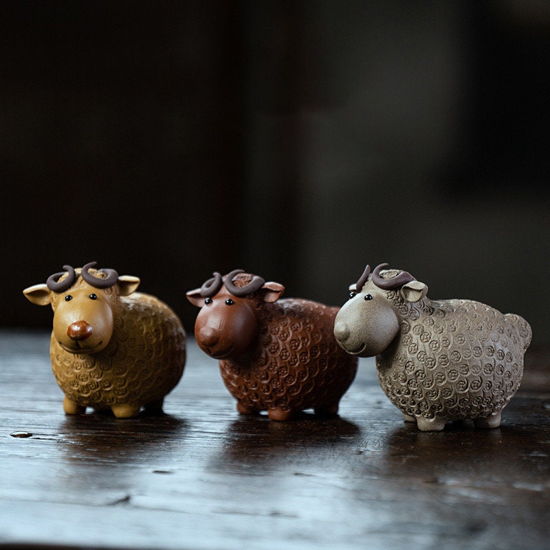 Gohobi Handmade sheep ornaments Tea pets ceramic YiXing clay Chinese G