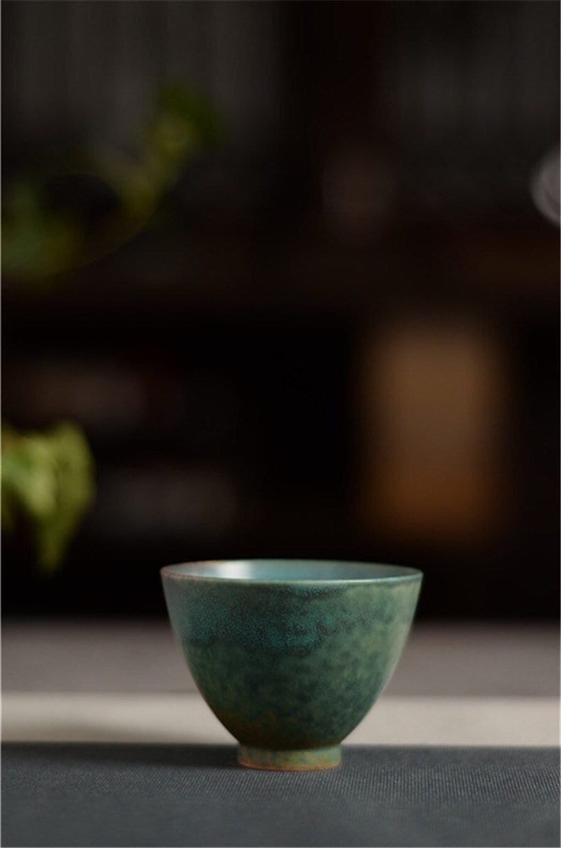 Gohobi Handmade Green Ice Cracked Tea Cup