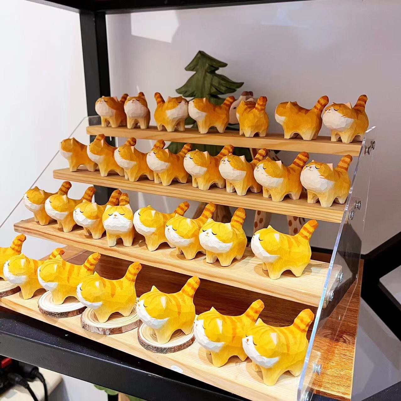 Gohobi Handcrafted Wooden Orange Cat Ornament